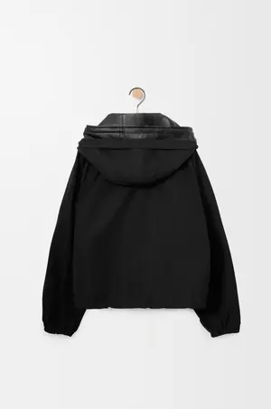 Loewe Technical Cotton Shell Parka With Detachable Leather Hood - Black