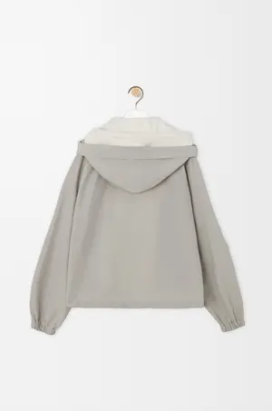 Loewe Technical Cotton Shell Parka With Detachable Leather Hood - Light Grey