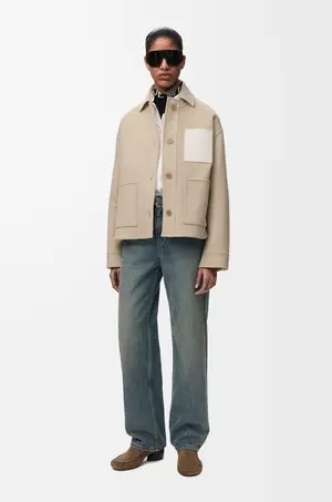 Loewe Workwear Jacket In Wool And Cashmere - Beige/white
