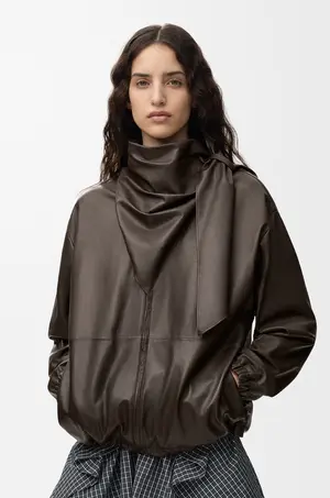 Loewe Scarf Jacket In Nappa Leather Skin - Dark Brown