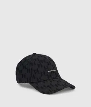 Karl Lagerfeld K/monogram Jacquard Baseball Cap - Black