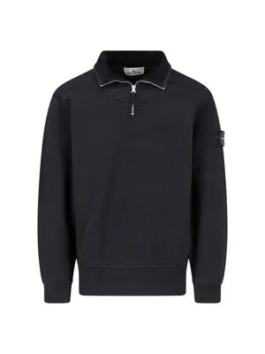 Stone Island Zip Hoodie - Black