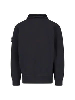 Stone Island Zip Hoodie - Black