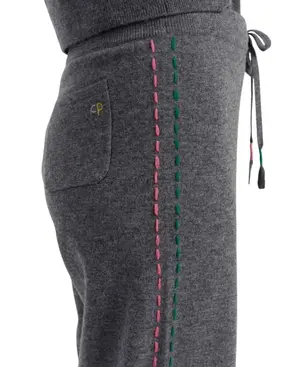 Chinti & Parker Wool-cashmere Peanuts Stripe Wide Leg Track Pants - Grey