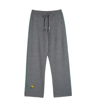 Chinti & Parker Wool-cashmere Peanuts Stripe Wide Leg Track Pants - Grey