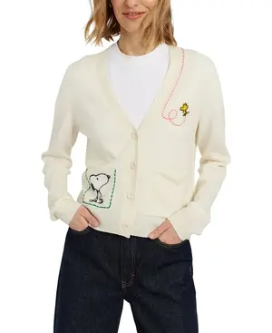 Chinti & Parker Wool-cashmere Snoopy Pocket Cardigan - Cream