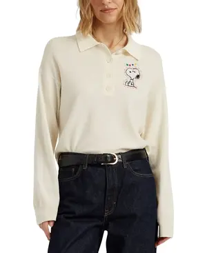 Chinti & Parker Wool-cashmere Snoopy Polo Sweater Cream