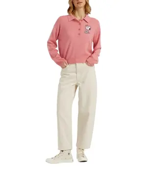 Chinti & Parker Wool-cashmere Snoopy Polo Sweater - Salmon