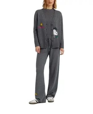 Chinti & Parker Wool-cashmere Snoopy Embroidered Cardigan - Grey