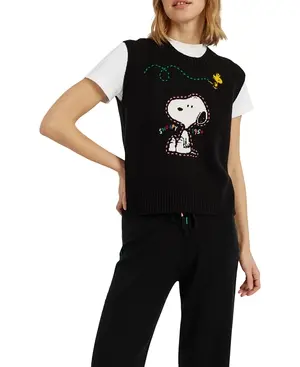 Chinti & Parker Wool-cashmere Snoopy Tank - Black