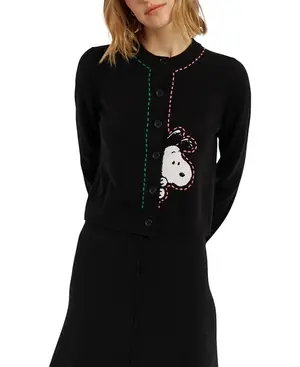 Chinti & Parker Wool-cashmere Snoopy Peep Cardigan - Black