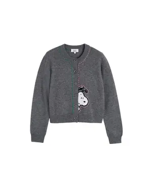 Chinti & Parker Wool-cashmere Snoopy Peep Cardigan - Grey