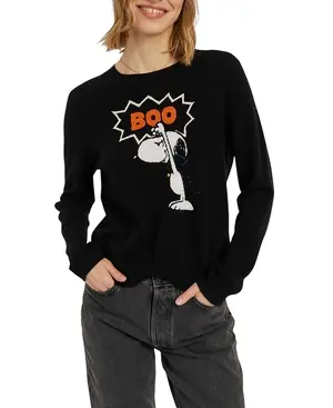 Chinti & Parker Wool-cashmere Snoopy Boo Sweater - Black