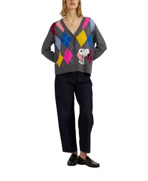 Chinti & Parker Wool-cashmere Snoopy Argyle Cardigan