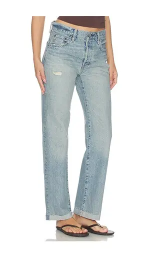 Moussy Vintage Copper Straight Leg Jeans In Blue