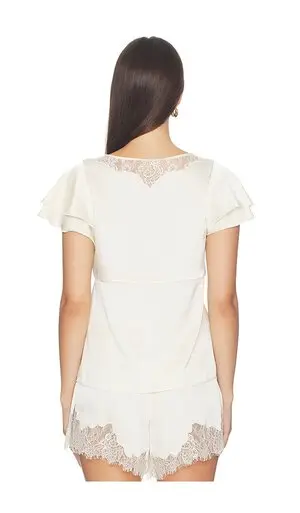 Citizens Of Humanity Lola Flutter Lace Sleeve Top - Cream