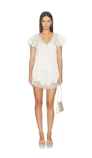 Citizens Of Humanity Lola Flutter Lace Sleeve Top - Cream