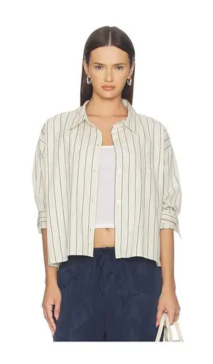Citizens Of Humanity Petit Ami Shirt In Cream - Ramble Stripe