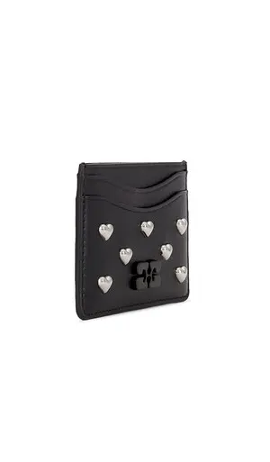 GANNI Bou Card Holder Hearts Studs