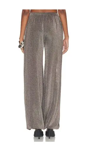 SEROYA Esmerelda Metallic Knit Pant In Metallic Silver