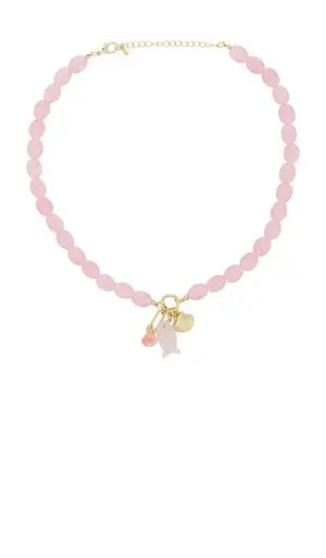 8 Other Reasons Beaded Pendant Necklace With Charms - Pink