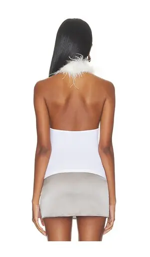 1XBLUE Feather Trim Choker Tank Top