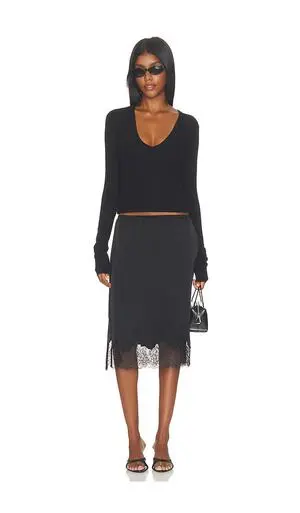 Eterne Butter Rib Long Sleeve V-neck Top