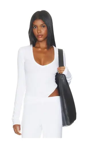 Eterne Butter Rib Long Sleeve V-neck Top
