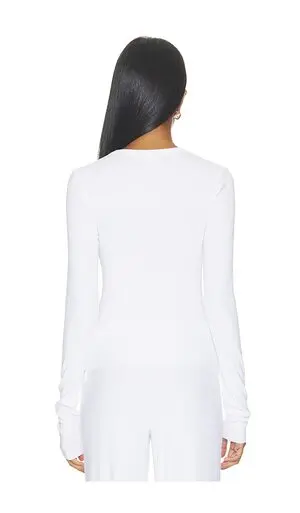 Eterne Butter Rib Long Sleeve V-neck Top