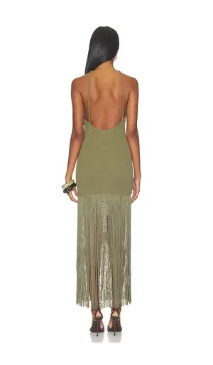 LOVERS AND FRIENDS Alia Halter Dress With Fringe Trim