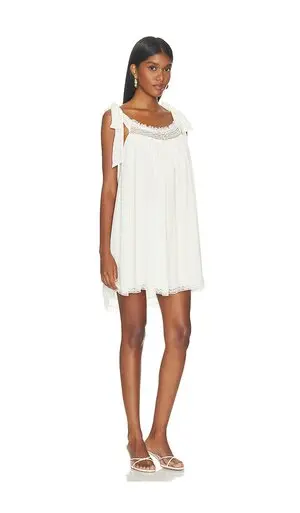 Tularosa Evira Mini Dress With Tie Shoulders And Lace Trim