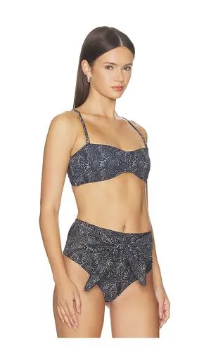 POST SWIM Joyce Bandeau Bikini Top In Brown