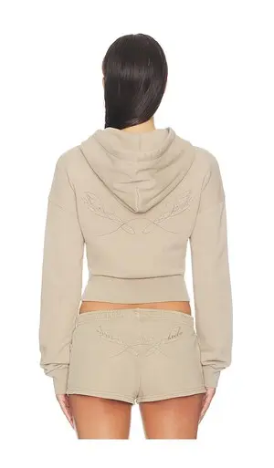 HAELO Cropped Zip Up Hoodie With Drawstring Hood