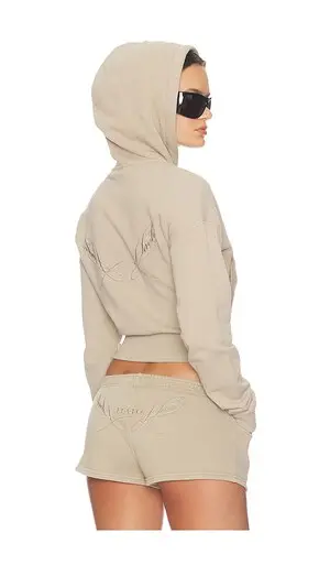 HAELO Cropped Zip Up Hoodie With Drawstring Hood