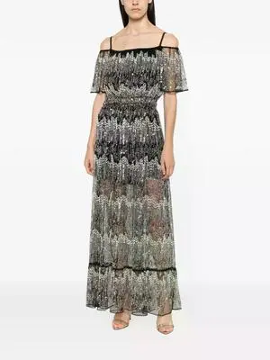 Rabanne Sequin-embellished Cold-shoulder Maxi Dress