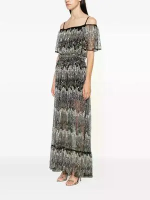 Rabanne Cold-shoulder Sequin Embellished Maxi Dress