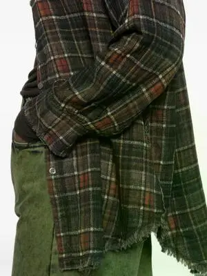 R13 Plaid-check Distressed-effect Reversible Cotton Shirt