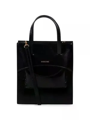 HIDESINS Pocket Leather Tote Bag - Black