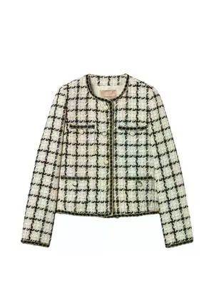 TWINSET Bouclé Jacket With Check Pattern - Neutrals