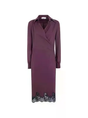 Alberta Ferretti Lace-trim Wrap Midi Dress - Red