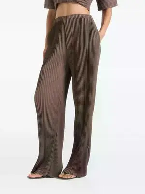 Manière De Voir Lila Pleated Wide-leg Trousers - Brown