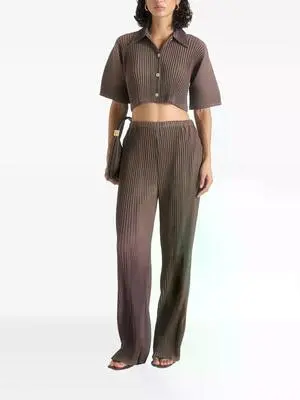 Manière De Voir Lila Pleated Wide-leg Trousers - Brown