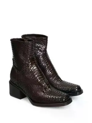 Elena Iachi Snakeskin-effect Ankle Boots - Brown