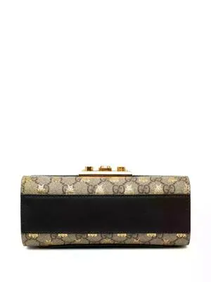 Gucci Small Gg Supreme Bee Padlock Crossbody Bag - Neutrals