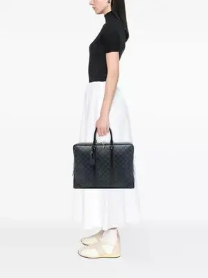 LOUIS VUITTON 2017 Damier Graphite Porte Documents Voyage Pm Business Bag - Black