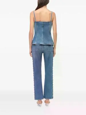 Simkhai Junie Studded Denim Top - Blue