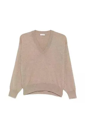 Brunello Cucinelli V-neck Long Sleeve Sweater - Neutrals