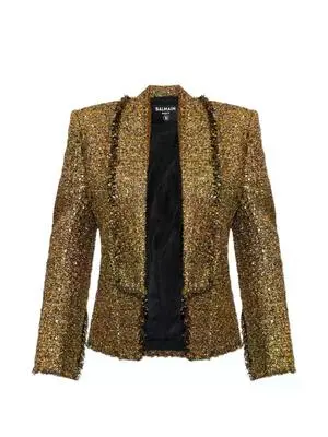Balmain Sequin-embellished Tweed Blazer - Gold