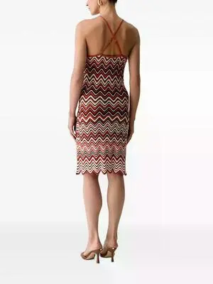 MORGAN Zigzag-knit Bead-embellished Midi Dress - Orange
