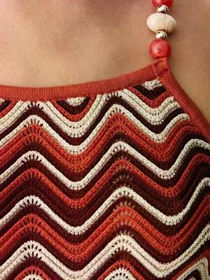 MORGAN Zigzag-knit Bead-embellished Midi Dress